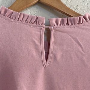 Tops | Nwt Pink Ruffle Collar Blouse | Poshmark